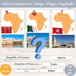 Africa Countries Flashcards: Maps, Flags, Capitals (PDF & JPG) - Etsy