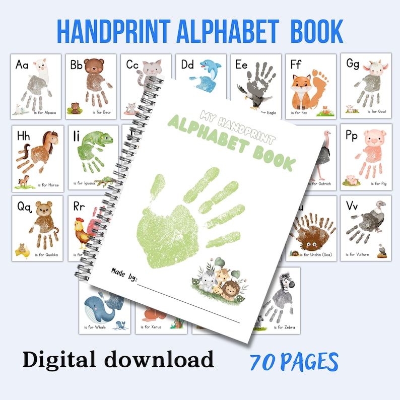 Animal Alphabet Handprint Art: ABC Learning Activity (PDF Download) - Etsy