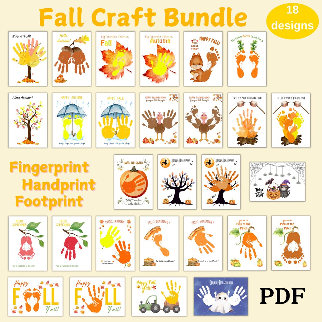 Fall Handprint & Footprint Art: Kids Autumn Keepsake (PDF Download) - Etsy