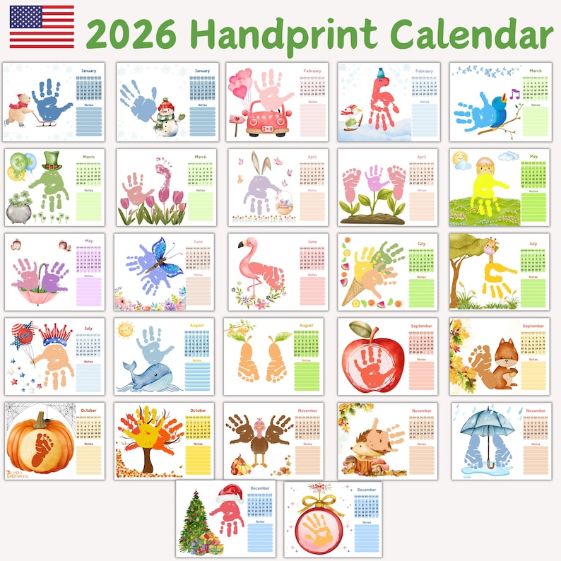 2026 Handprint Calendar: DIY Craft Keepsake (digital Download) - Etsy