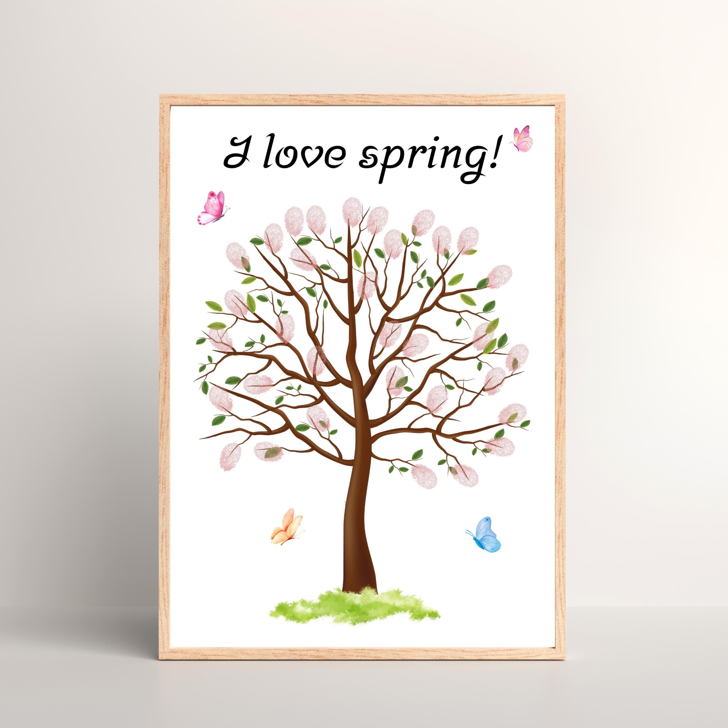 I Love Spring! – Fingerprint Template | Tree Fingerprint Art ...
