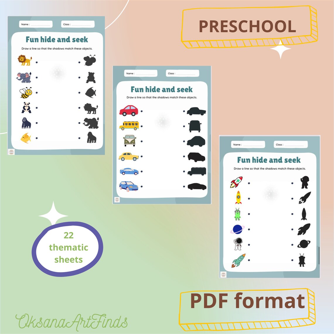 Printable Toddler Matching Worksheets - Preschool Learning Activity for ...