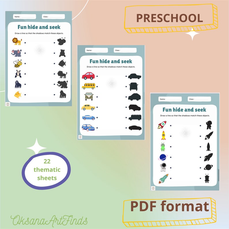 Printable Toddler Matching Worksheets Preschool Learning Activity for ...