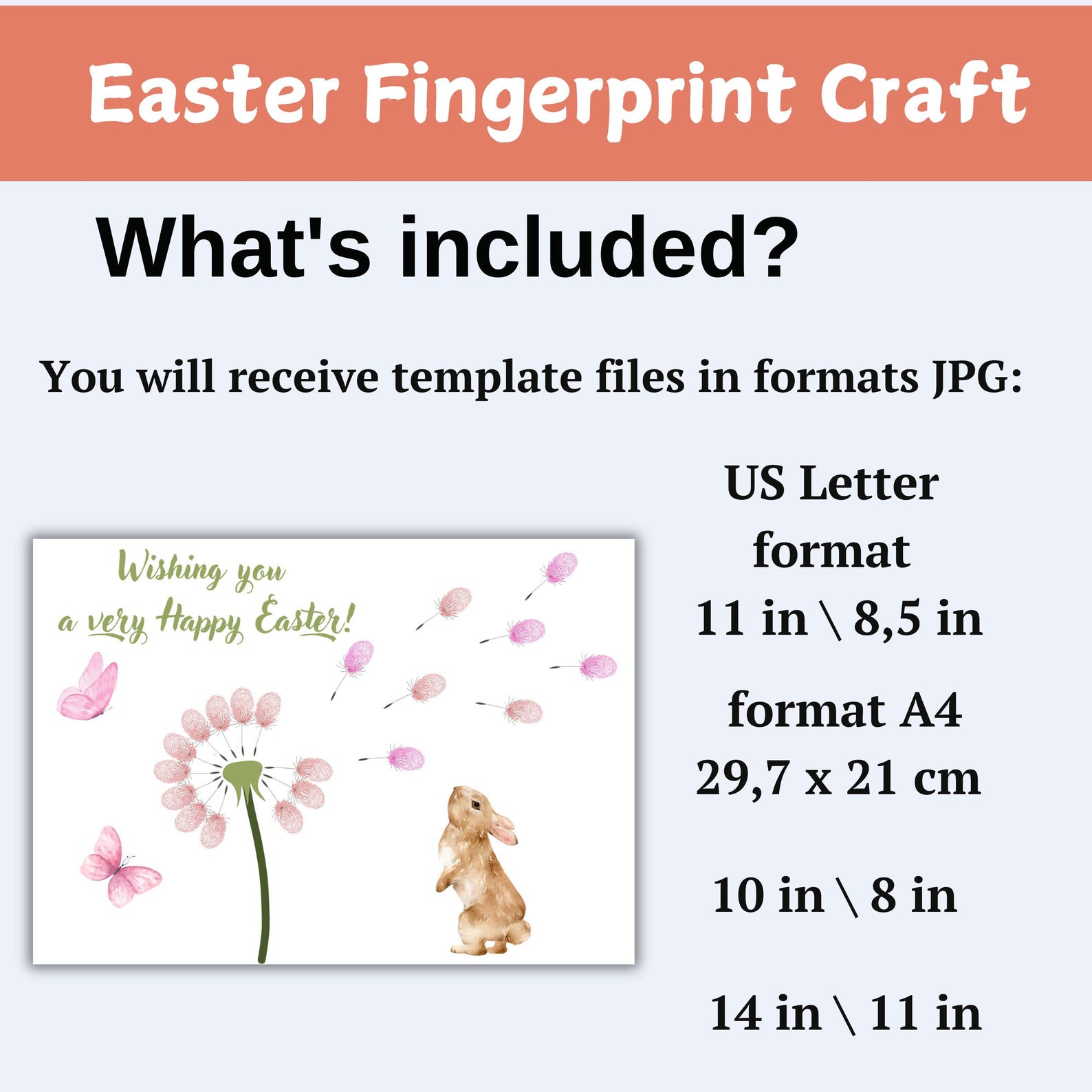 Happy Easter Fingerprint Craft: Kids Activity, Printable Template ...
