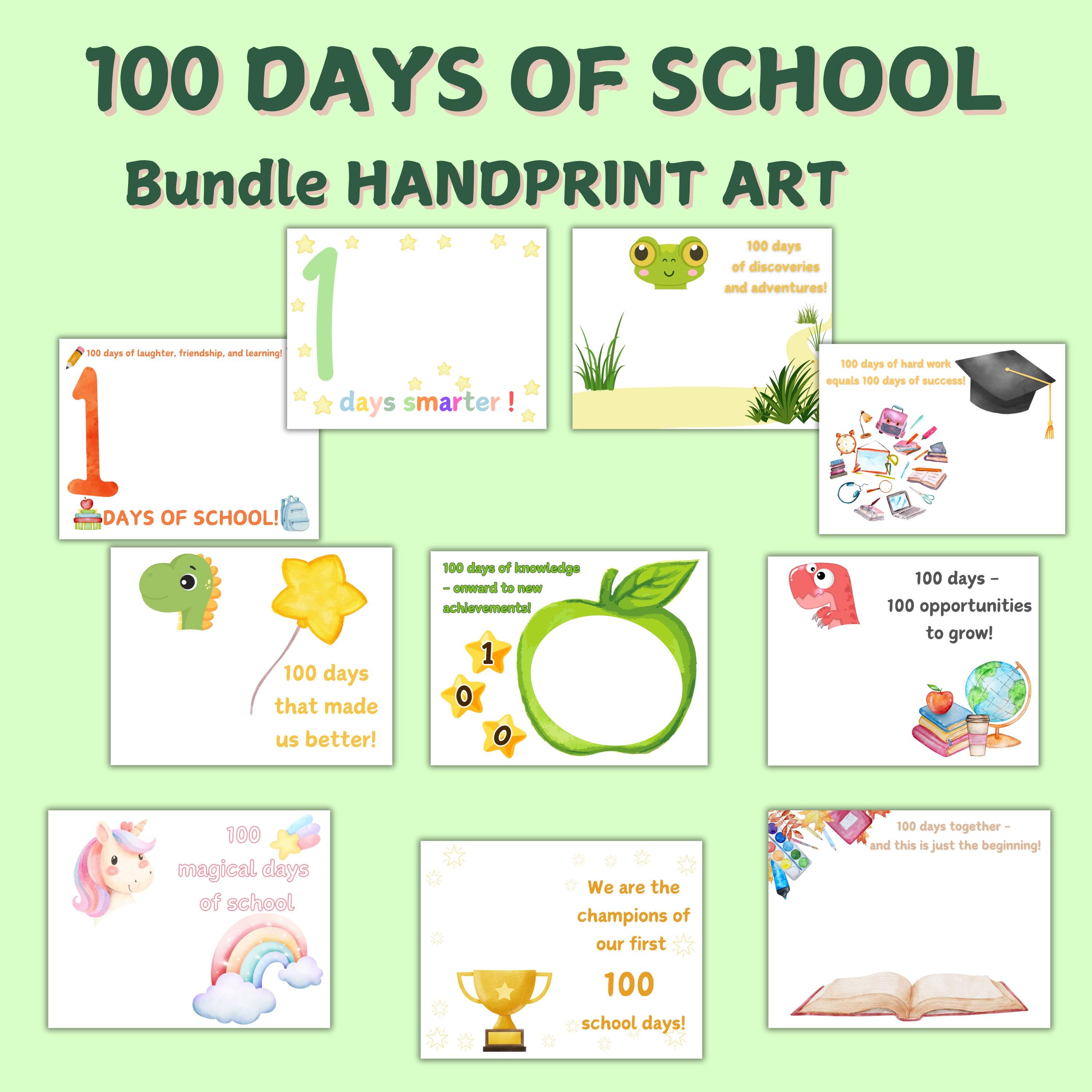 100 Days of School Handprint Template – Printable Digital Design for ...