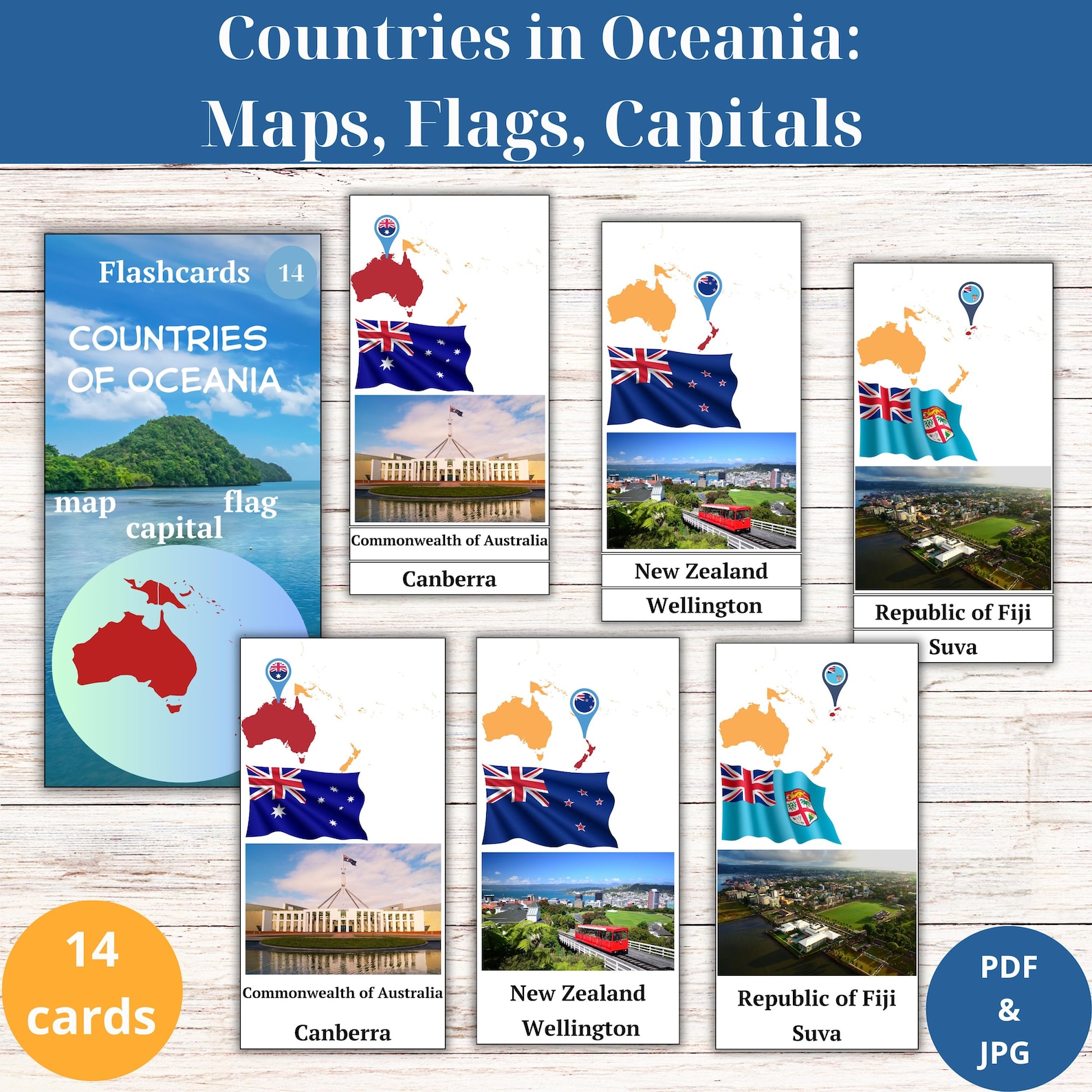 Explore Countries in Oceania: Fun Flashcards With Maps, Flags ...