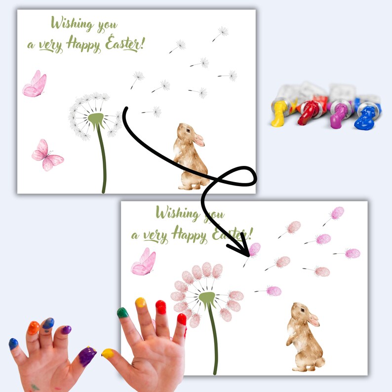 Happy Easter Fingerprint Craft: Kids Activity, Printable Template ...