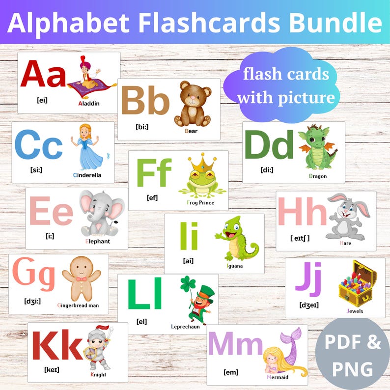 Alphabet Flashcard Bundle Phonetic Alphabet Cards Preschool ABC Flash ...