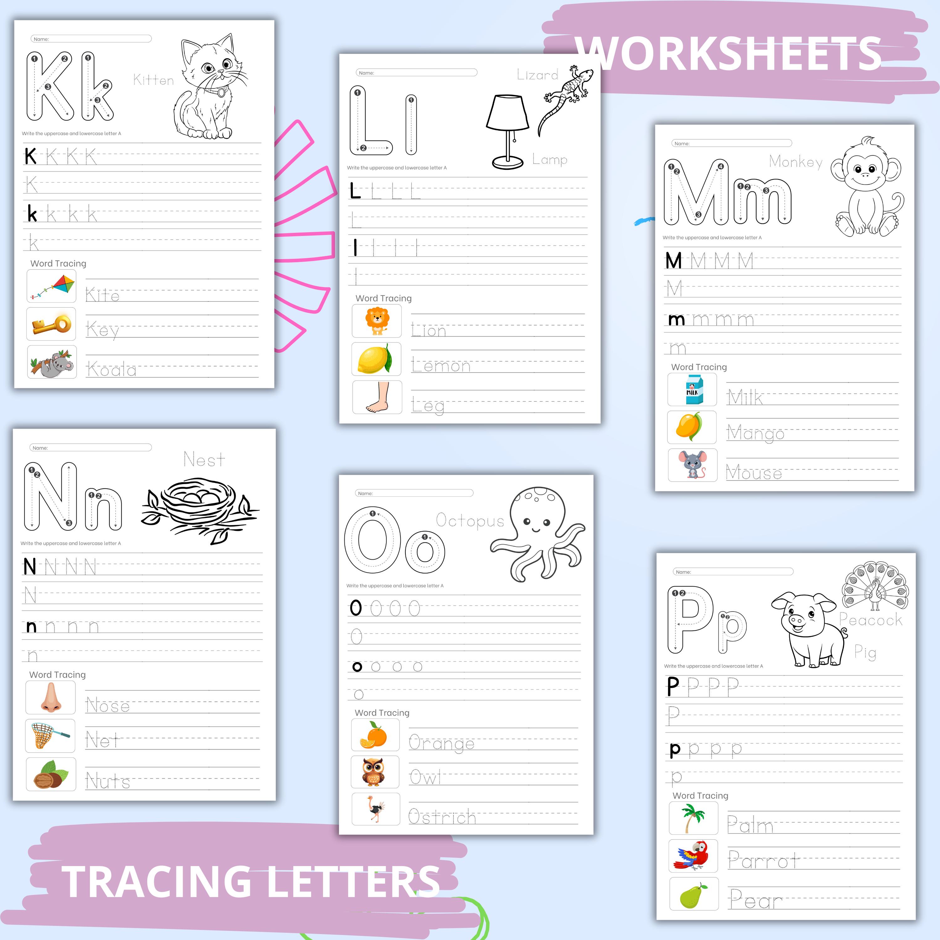 Alphabet Tracing Worksheets: A-Z Printable Letter Tracing (PDF & JPG ...