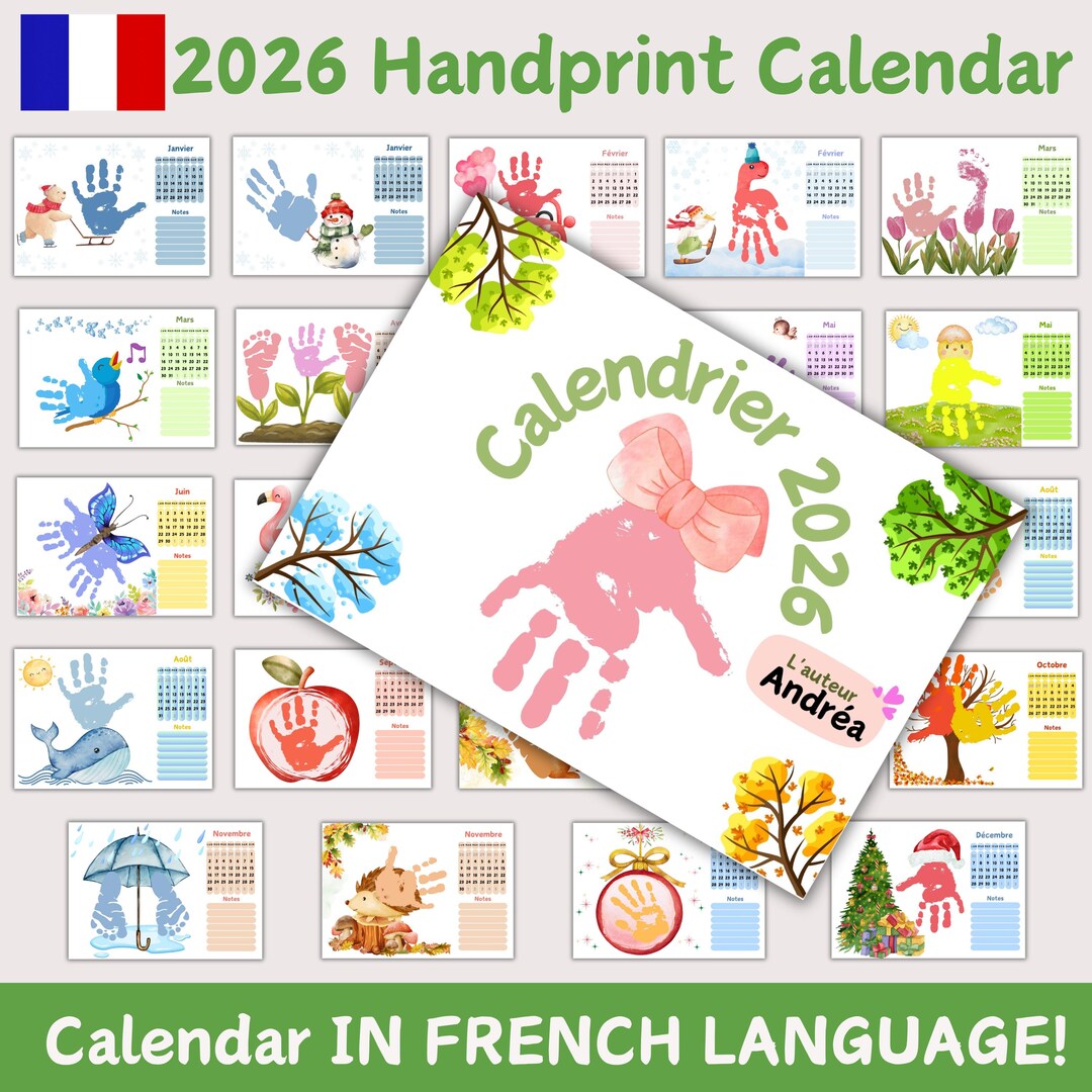 Cherish Moments With a 2026 Handprint Calendar in French | Keepsake ...