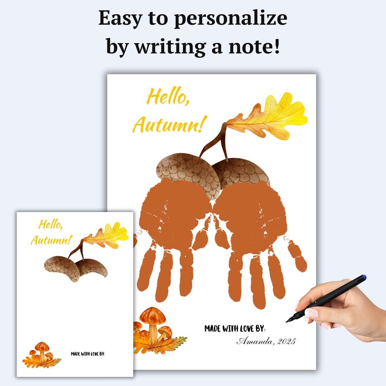 Handprint Acorn Fall Craft: Kids Autumn Keepsake Art (PDF Download) - Etsy
