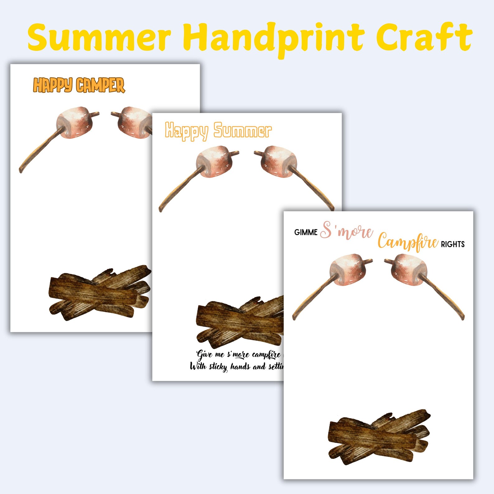 Campfire Handprint Art: Summer Kids Craft (digital Download) - Etsy
