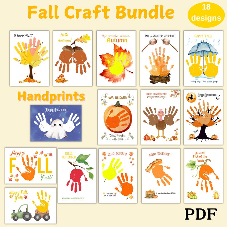 Fall Handprint & Footprint Art: Kids Autumn Keepsake (PDF Download) - Etsy