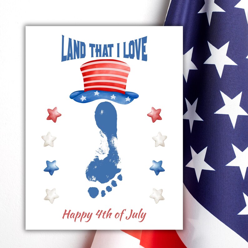 USA Independence Day Handprint Footprint Craft: 4th of July Keepsake ...