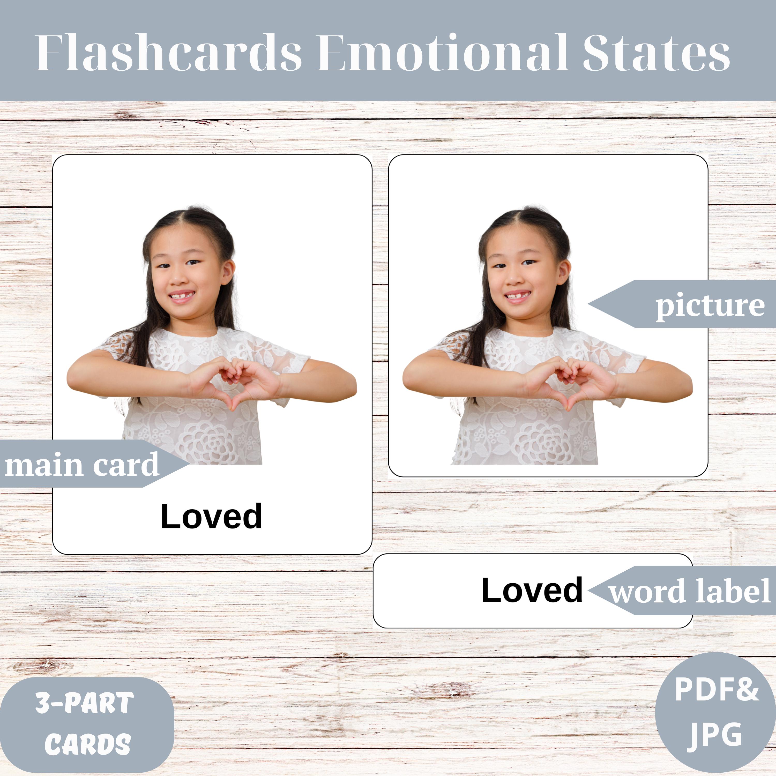 Emotion Flashcards for Kids Real Photo| Feelings Flash Cards | Social ...