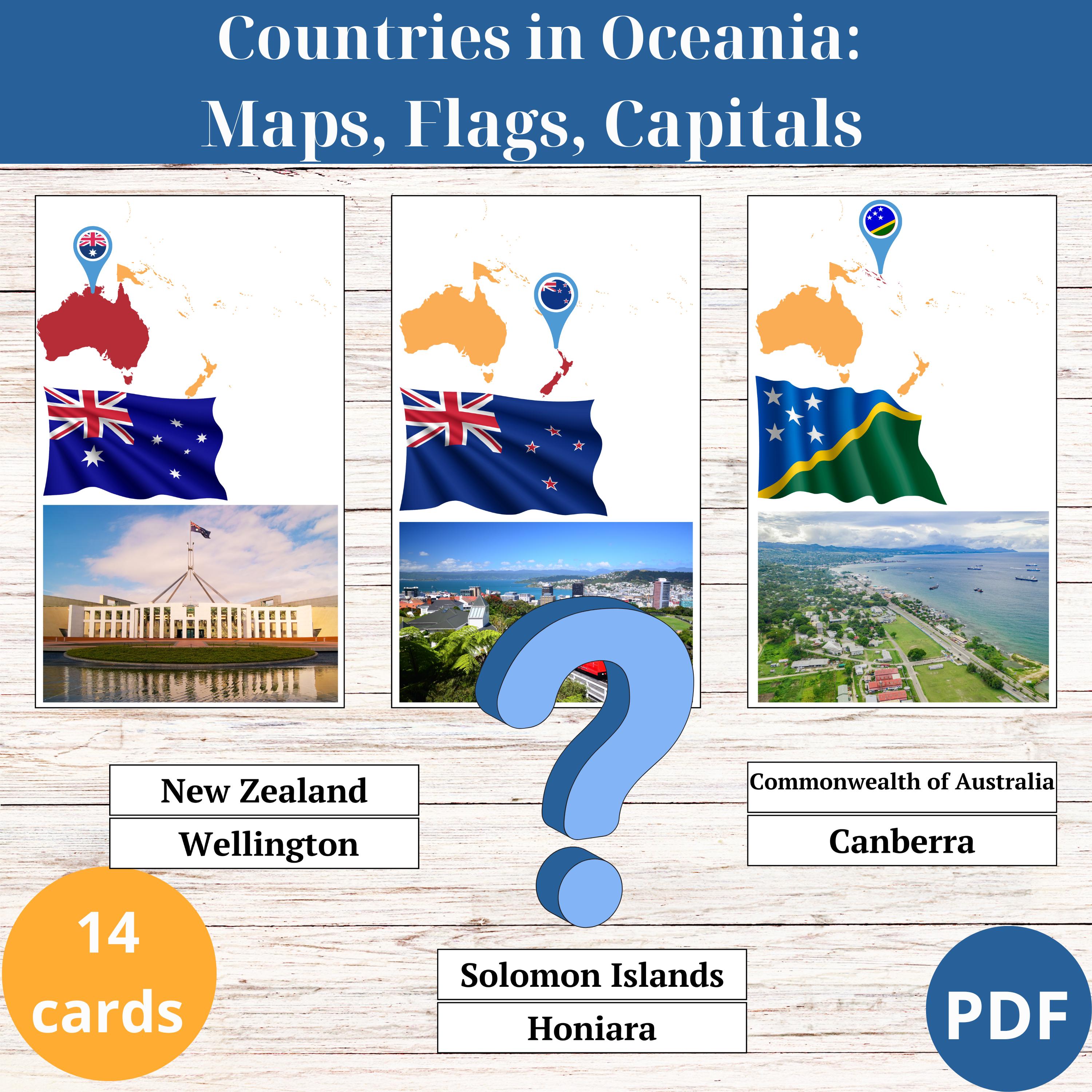Explore Countries in Oceania: Fun Flashcards With Maps, Flags ...