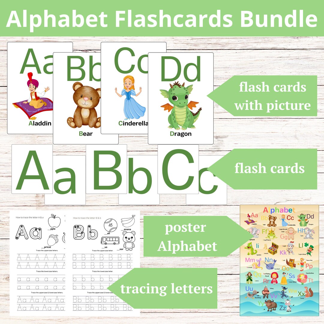 Alphabet Flashcard Bundle Educational Cards ABC Flash Cards for ...
