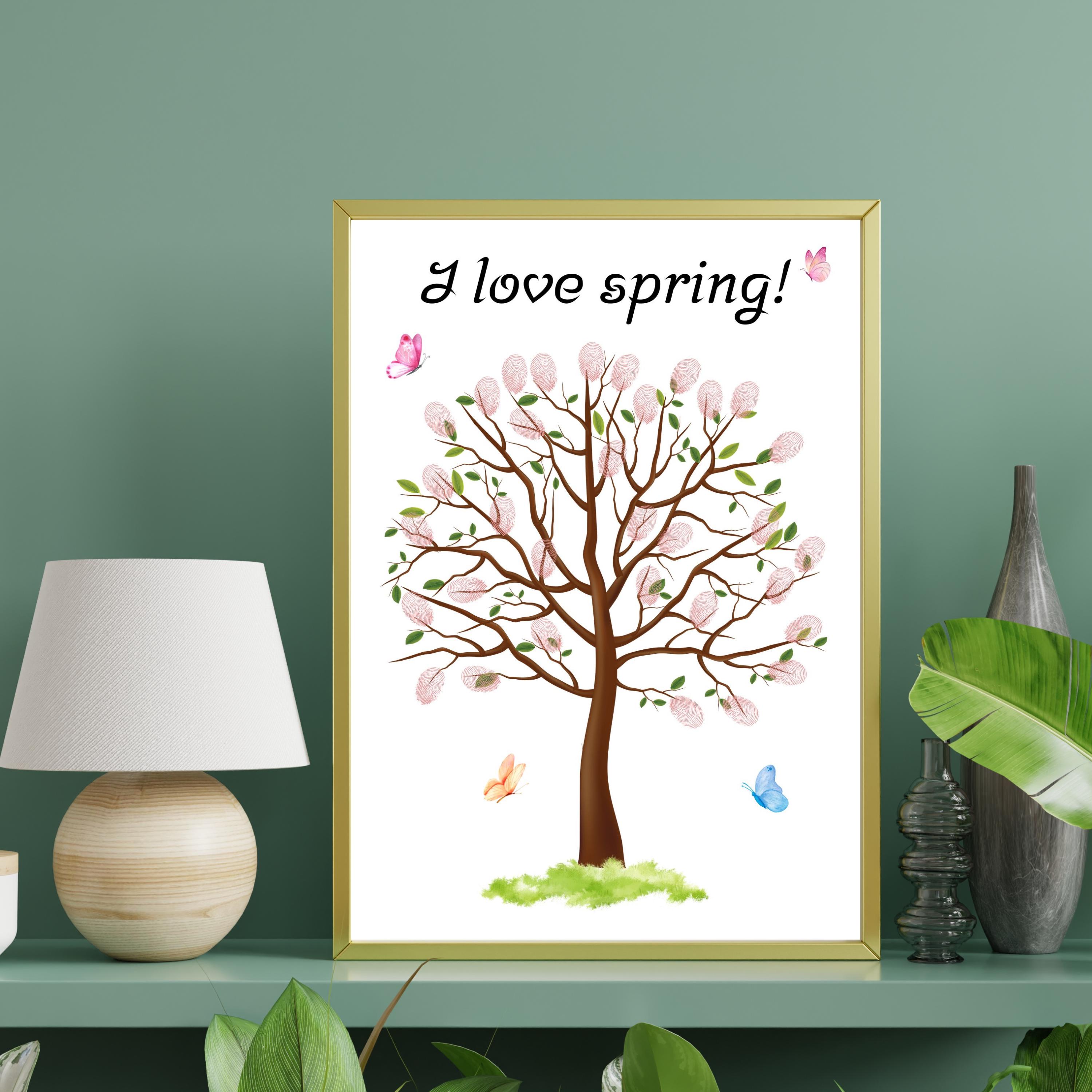 I Love Spring! – Fingerprint Template | Tree Fingerprint Art ...