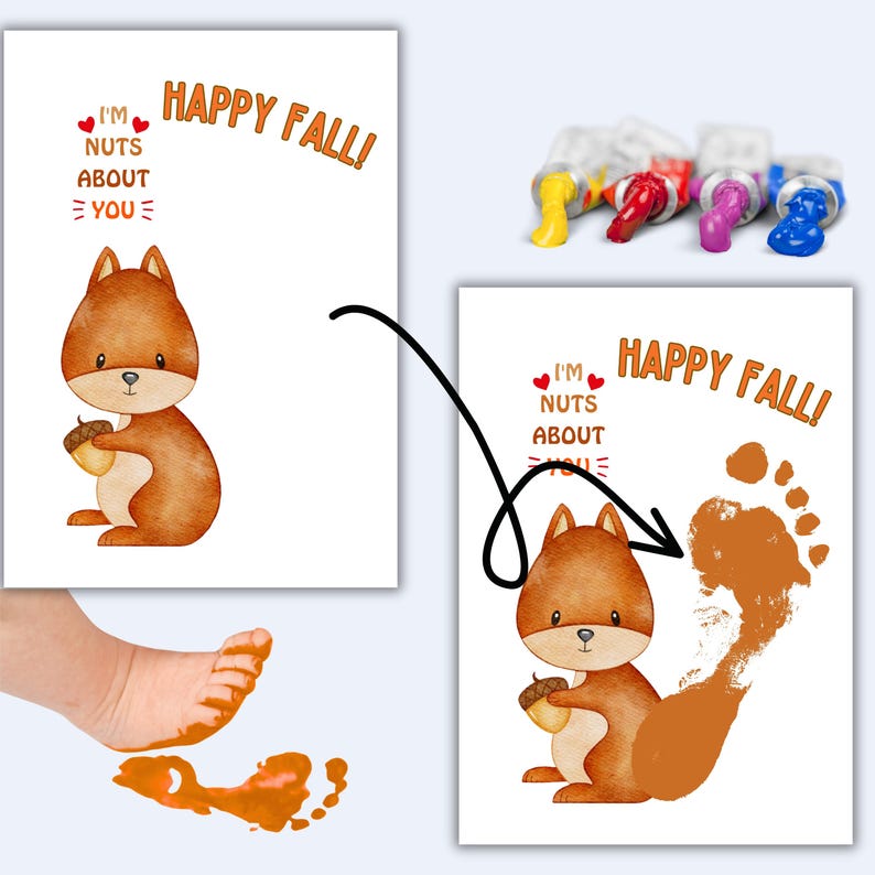 Squirrel Footprint Fall Craft: DIY Kids Keepsake (digital Download, PDF ...