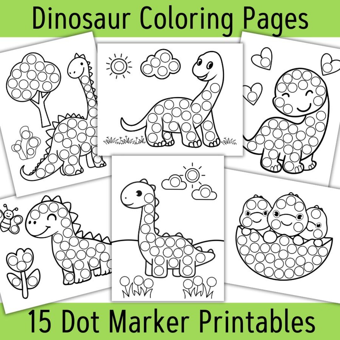 Dinosaur Dot Marker Coloring Pages | Preschool Activity Printables (PDF ...