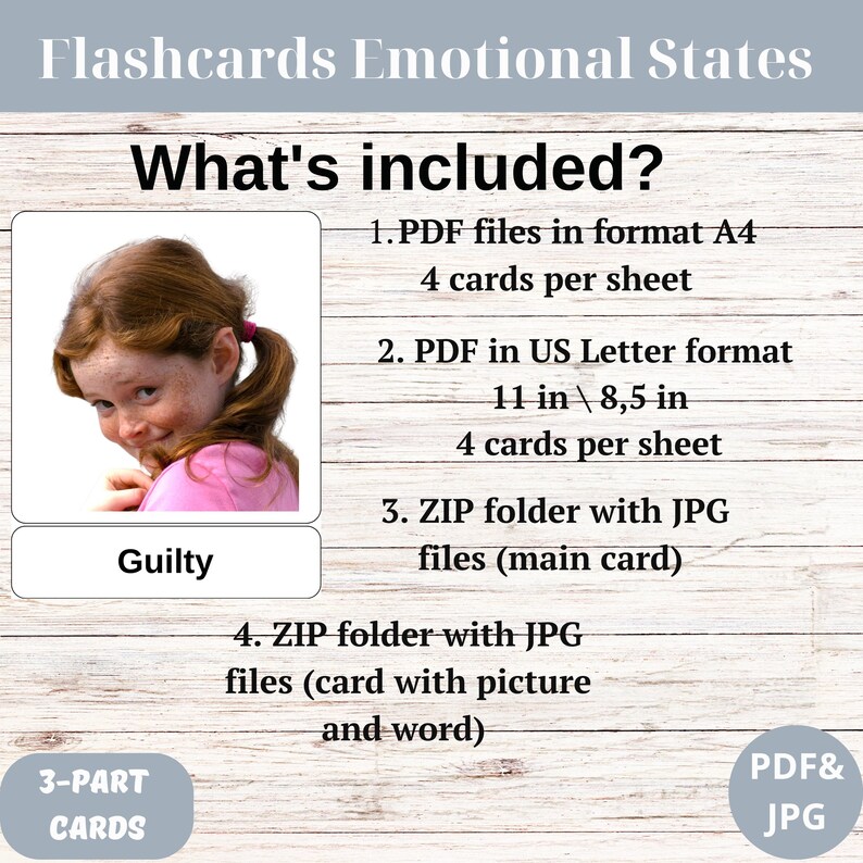 Emotion Flashcards for Kids Real Photo| Feelings Flash Cards | Social ...