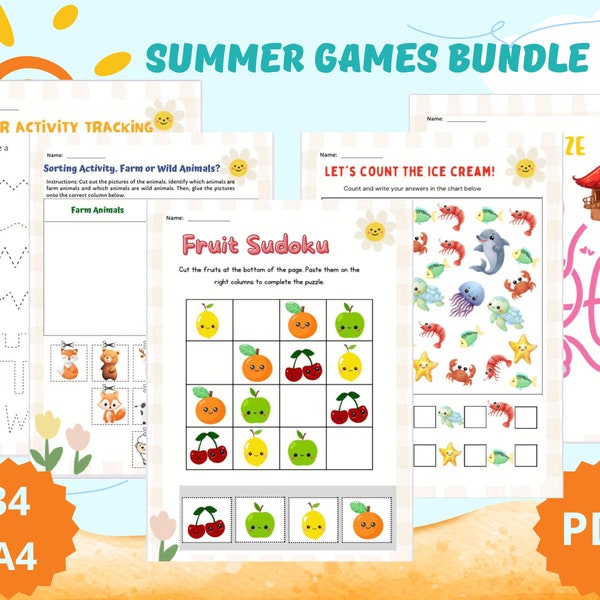 Summer Worksheets for Kids - Etsy