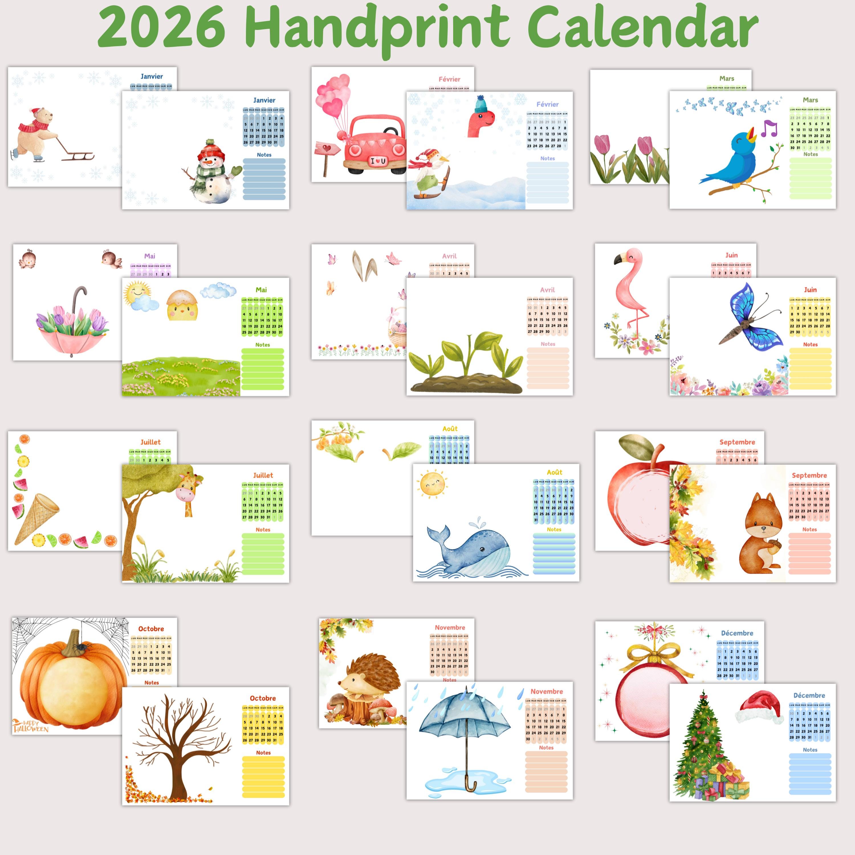 Cherish Moments With a 2026 Handprint Calendar in French | Keepsake ...