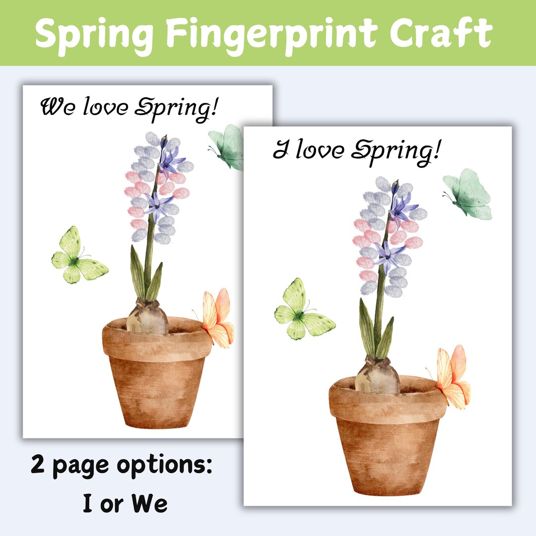 Fingerprint Template | I Love Spring! | Flower Fingerprint Art ...
