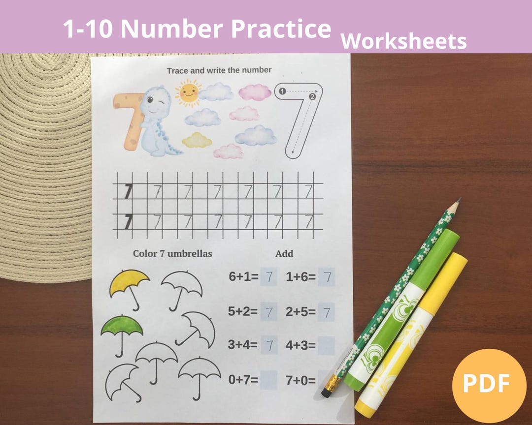 Worksheets Number Practice 1-10 | Counting, Writing | Kindergarten ...