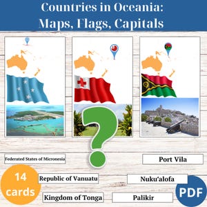 Explore Countries in Oceania: Fun Flashcards With Maps, Flags ...