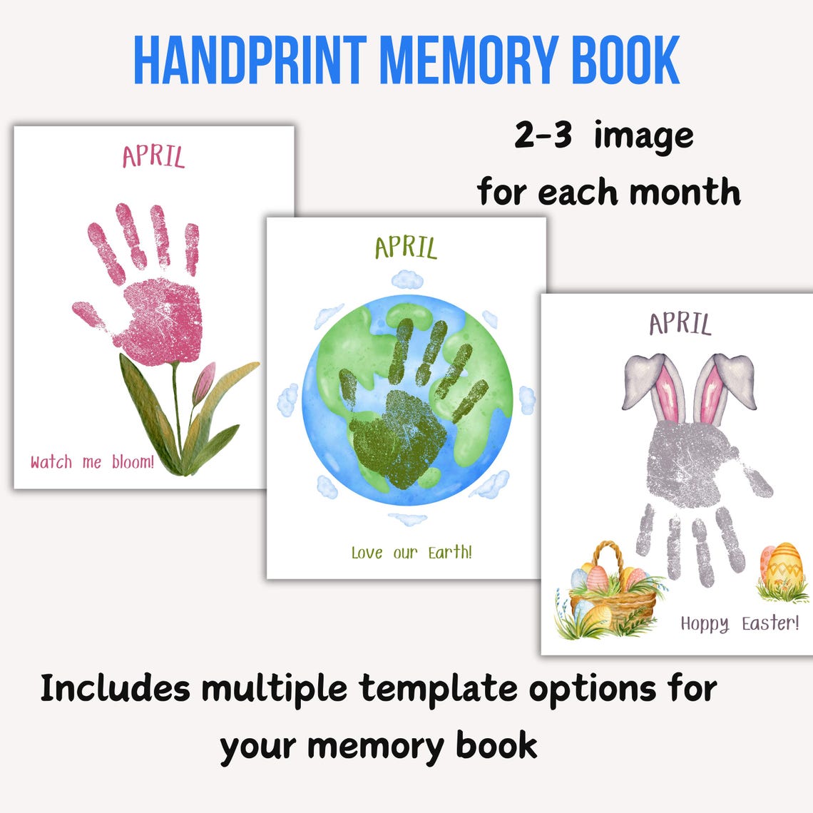 Handprint Art Keepsake: 12-month Memory Book (PDF Download A4/letter ...