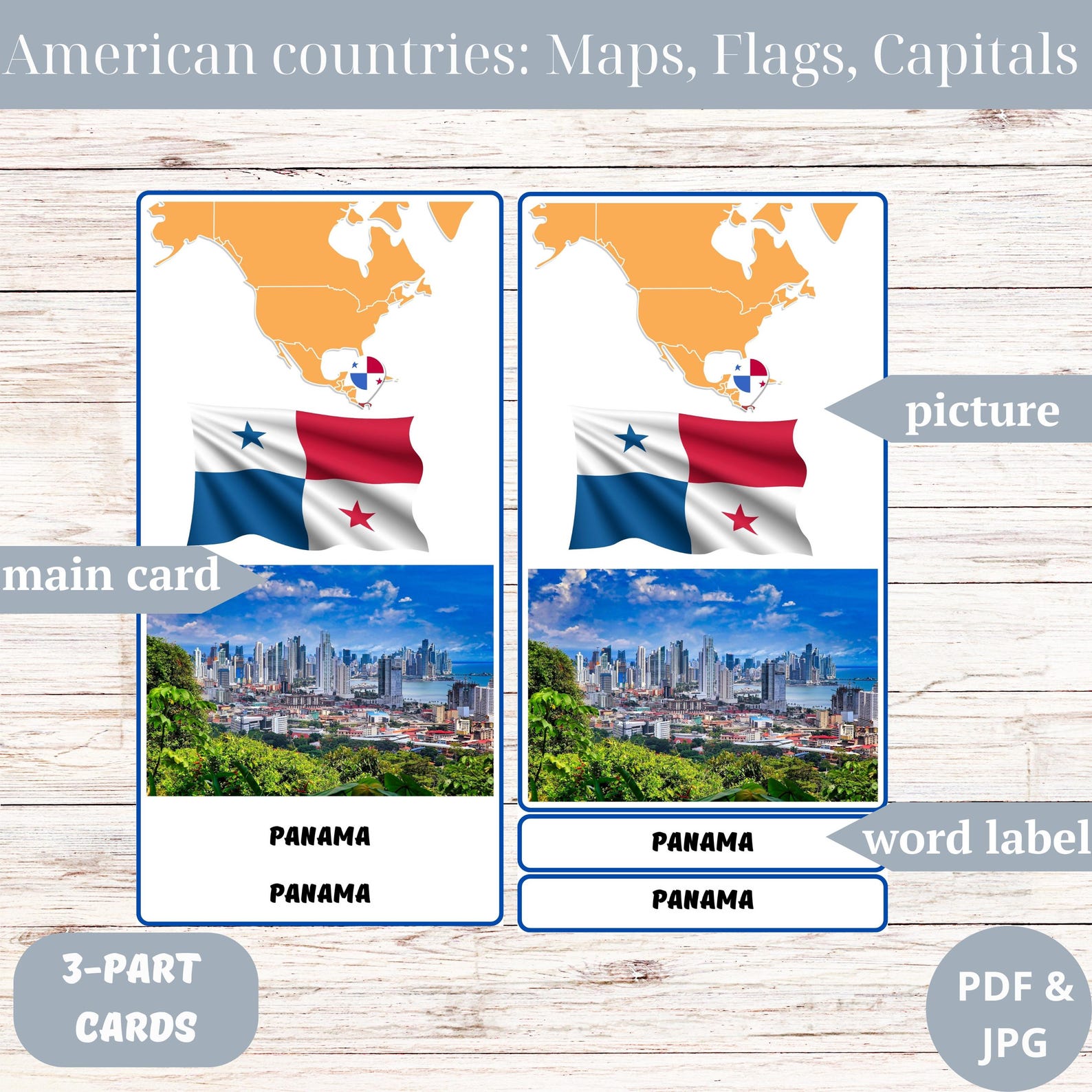Countries of America Flashcards: Maps, Flags, Capitals (printable) - Etsy