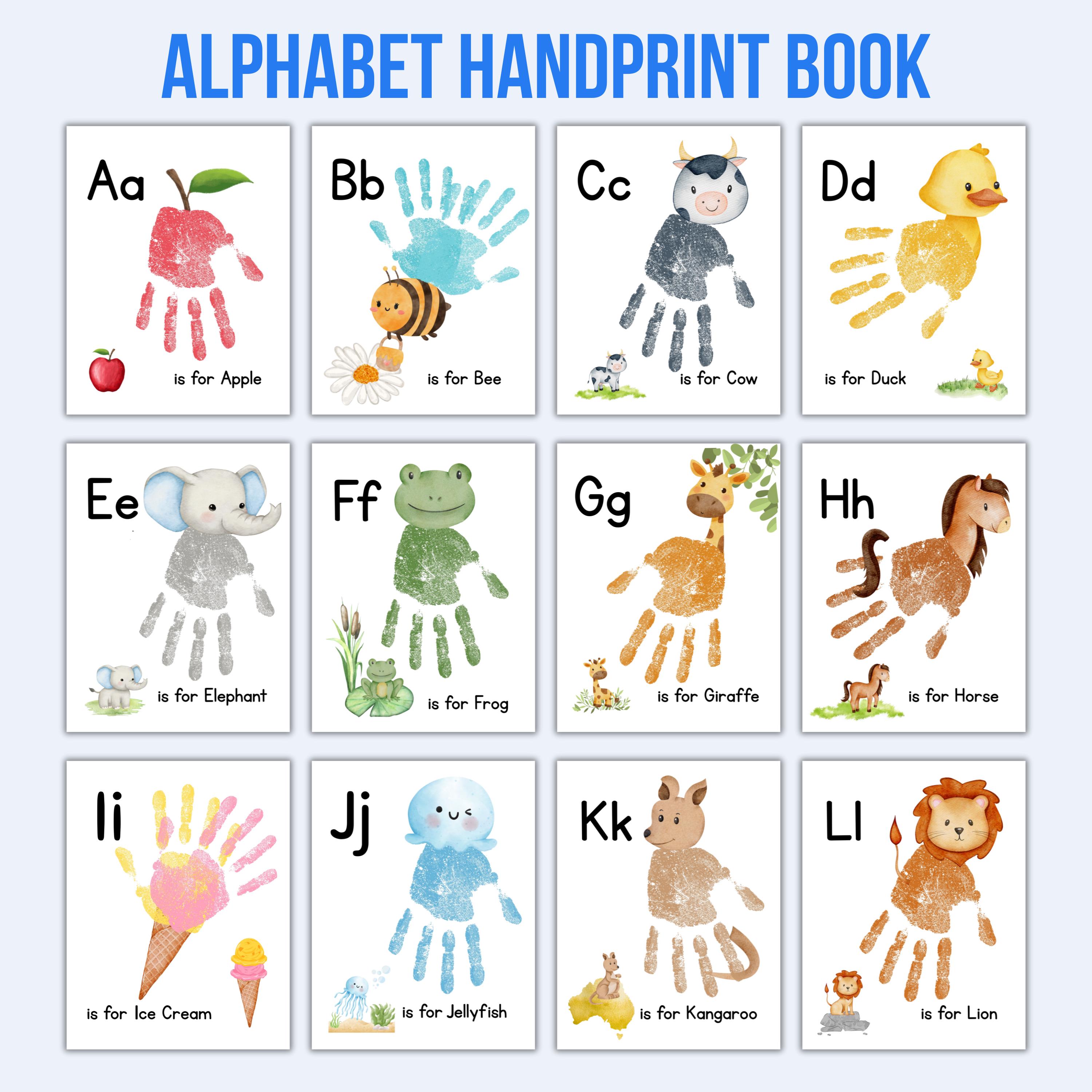 Handprint Alphabet Art Book: A-Z Kids Craft, Preschool Activity ...