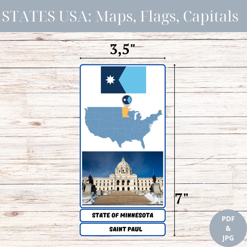 USA Flash Cards With Maps, Flags, Capitals | Fun Learning Tool for Kids ...