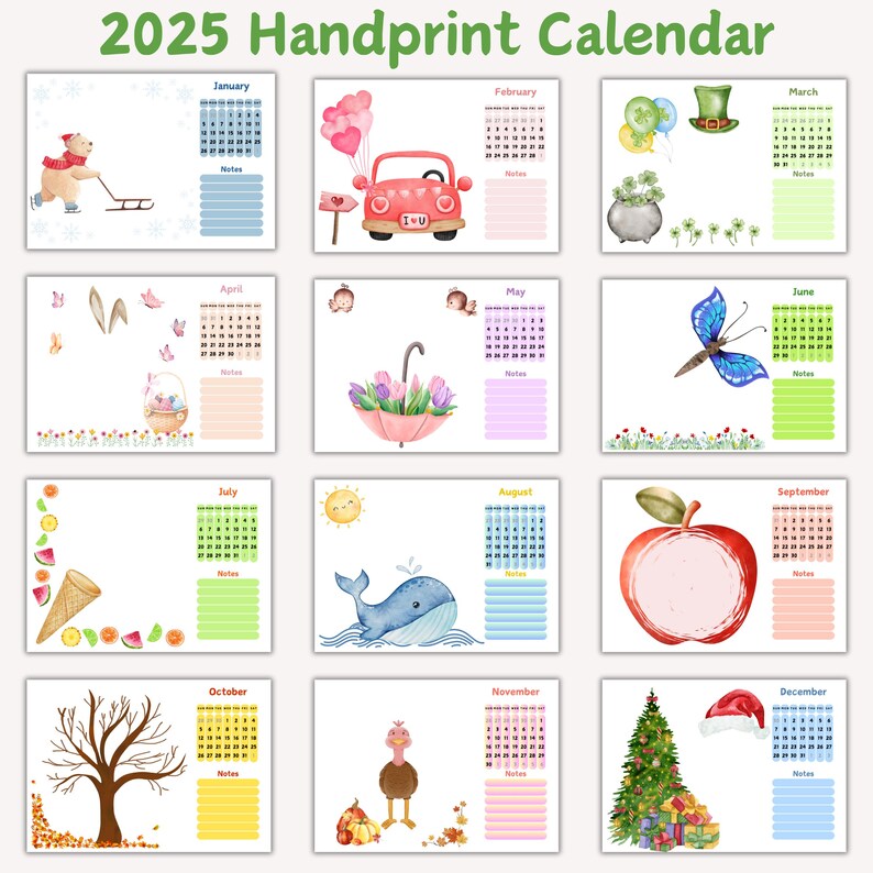 2025 Handprint Calendar | Handprint Art Craft | Kids Keepsake Gift ...