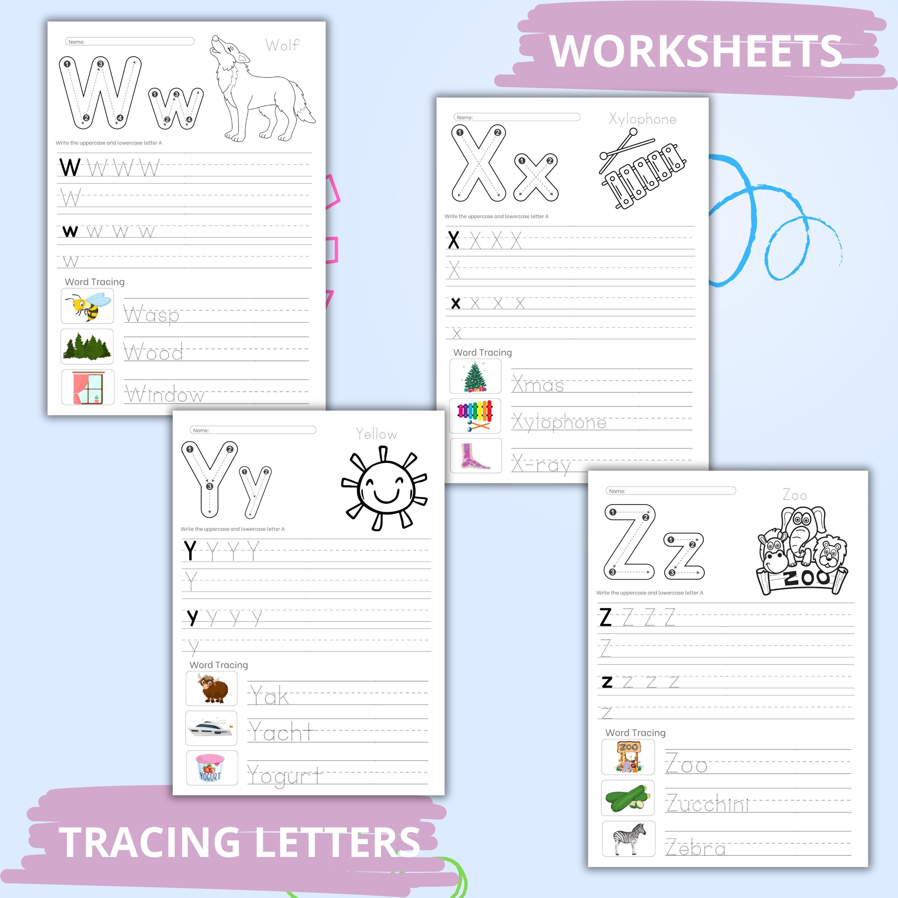 Alphabet Tracing Worksheets: A-Z Printable Letter Tracing (PDF & JPG ...