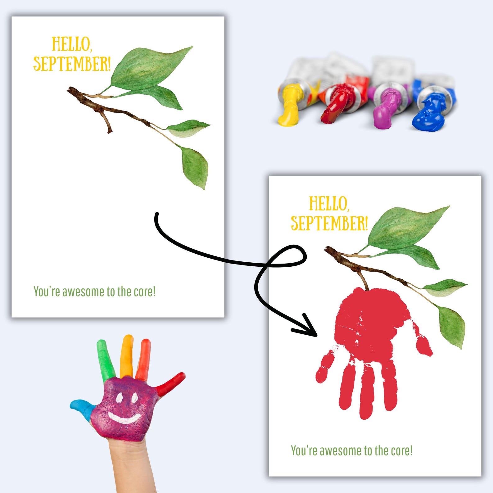 Apple Handprint Footprint Art: Fall Kids Craft (PDF Downloadable ...