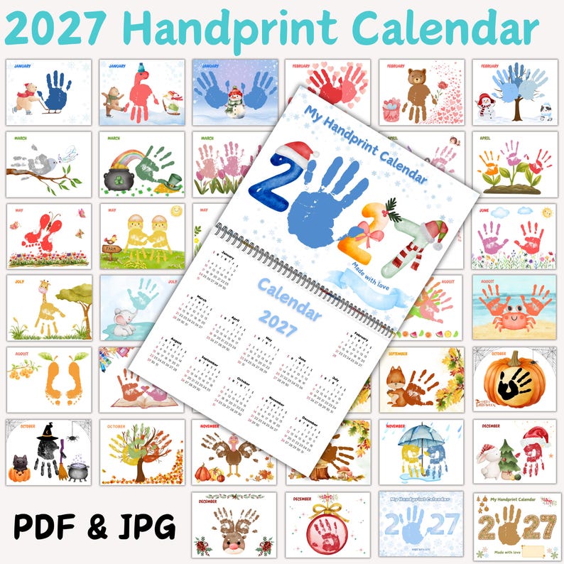 2027 Handprint Calendar | Handprint Craft Bundle | Memory Keepsake DIY ...