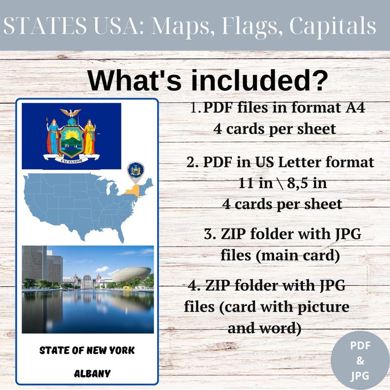 USA Flash Cards With Maps, Flags, Capitals | Fun Learning Tool for Kids ...