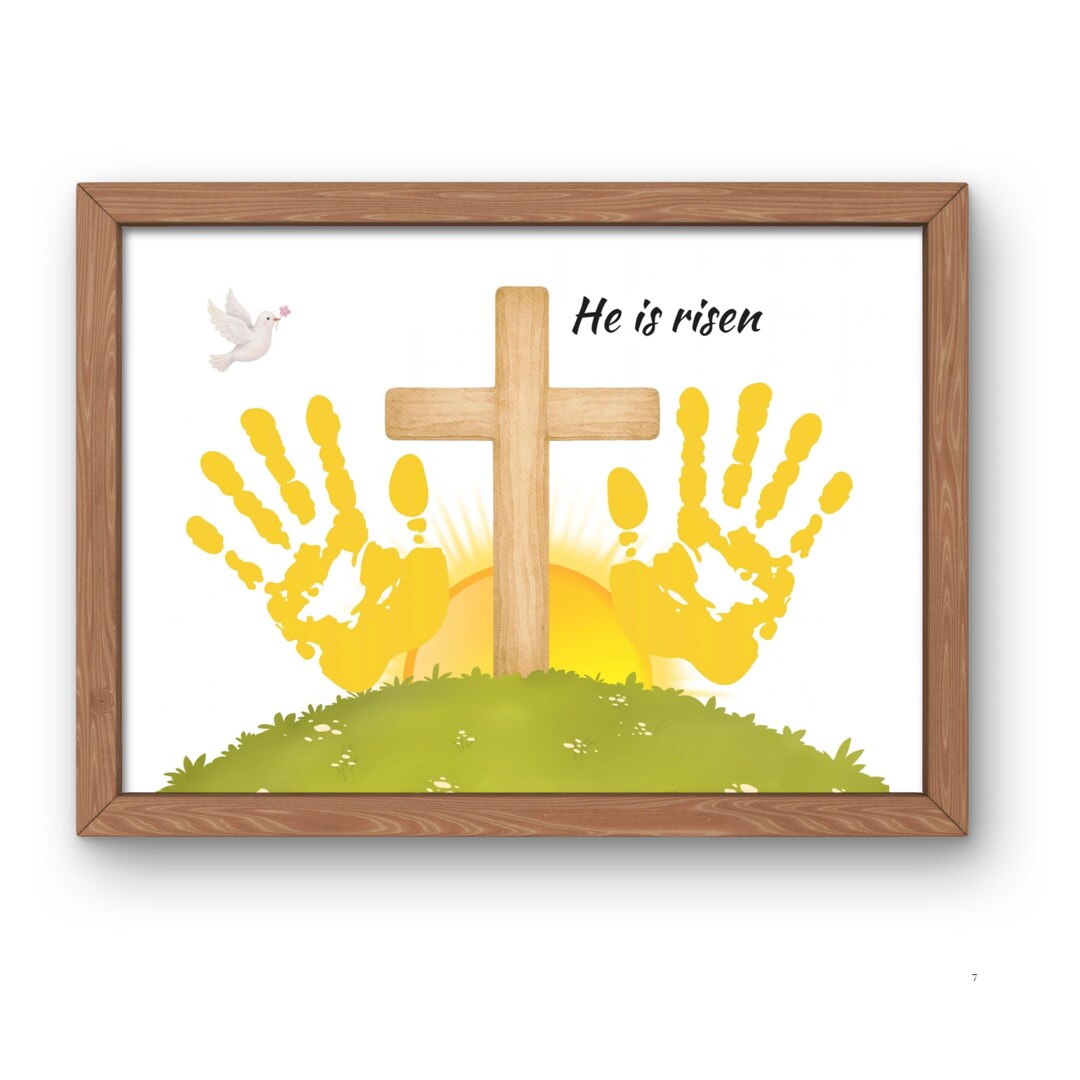 Easter Handprint Craft Template | Christian He is Risen Kids Activity ...