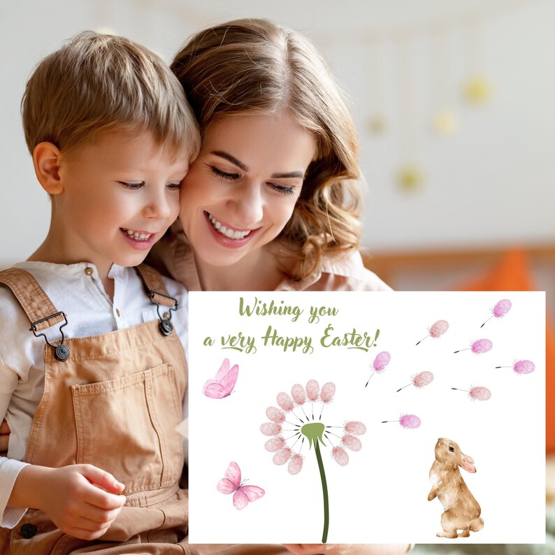 Happy Easter Fingerprint Craft: Kids Activity, Printable Template ...