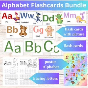 Alphabet Flashcard Bundle Phonetic Alphabet Cards Preschool ABC Flash ...