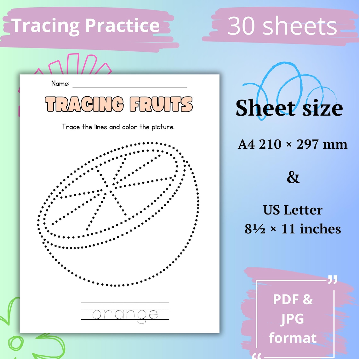 Tracing Fruits and Vegetables Worksheets | Writing Practice for Kids ...