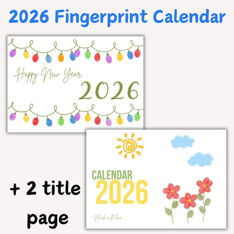 2026 Fingerprint Calendar DIY Craft: Kids Keepsake Gift (printable ...