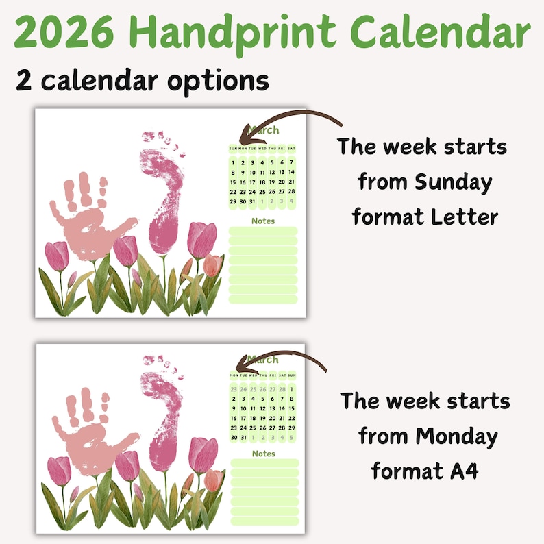 2026 Handprint Calendar: DIY Craft Keepsake (digital Download) - Etsy
