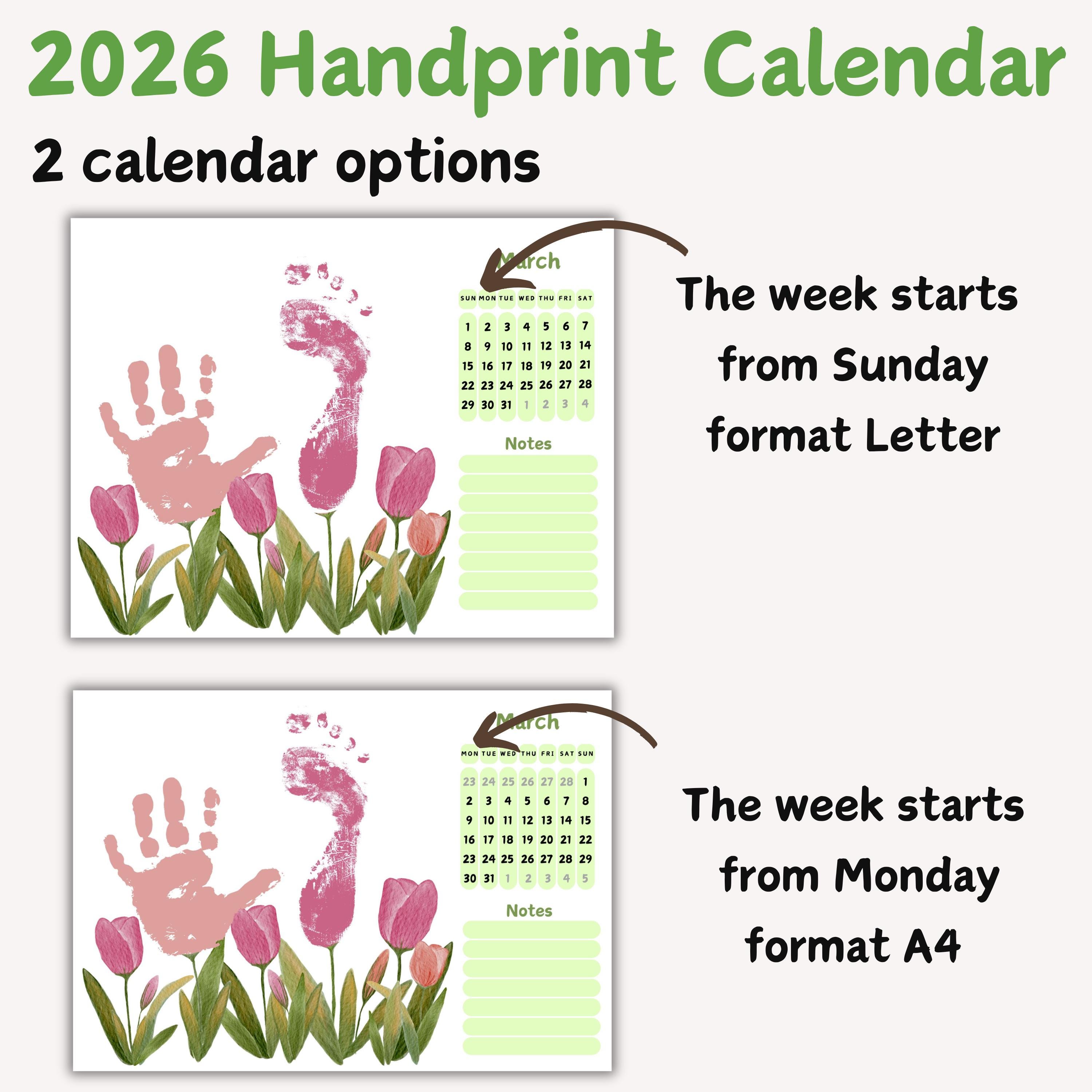 2026 Handprint Calendar: DIY Craft Keepsake (digital Download) - Etsy