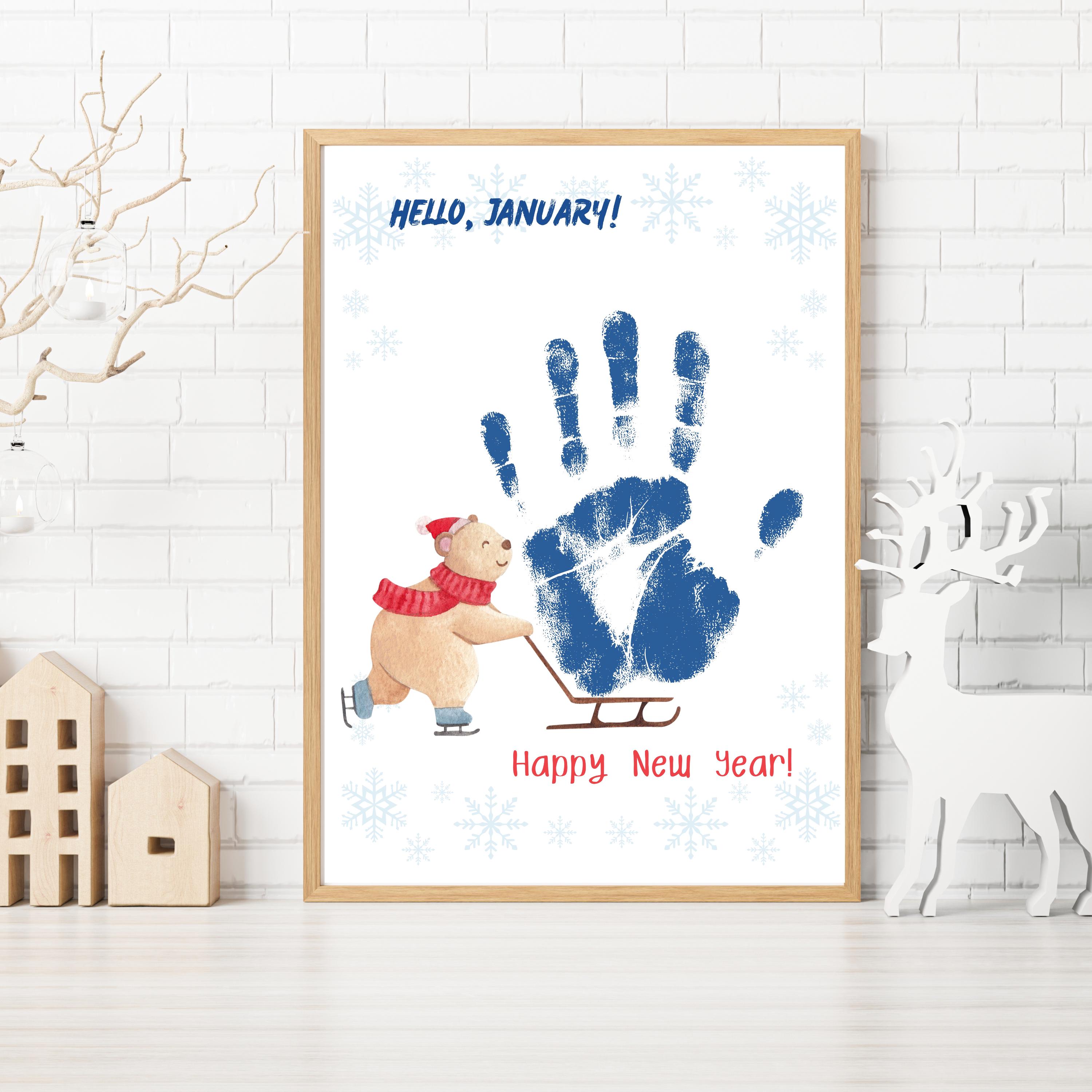 January Handprint Art Template: Winter Keepsake (digital Download) - Etsy