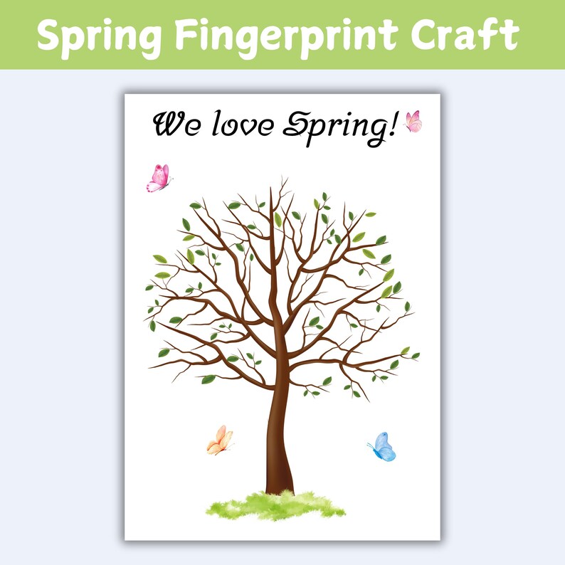 I Love Spring! – Fingerprint Template | Tree Fingerprint Art ...