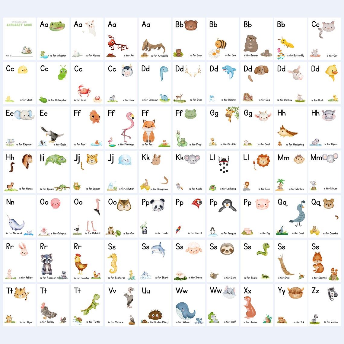 Animal Alphabet Handprint Art: ABC Learning Activity (PDF Download) - Etsy