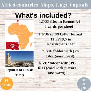 Africa Countries Flashcards: Maps, Flags, Capitals (PDF & JPG) - Etsy